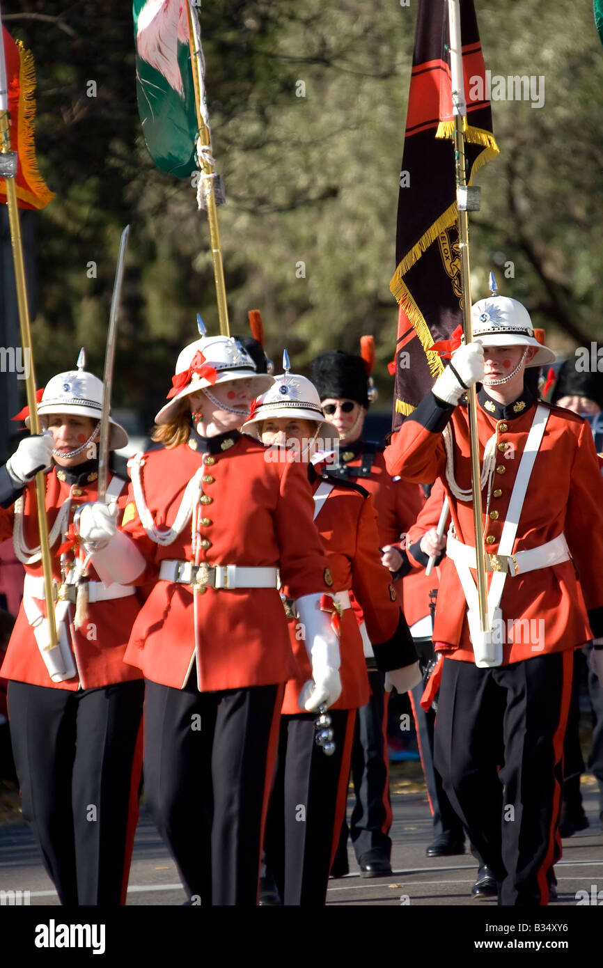 Marching group in Christmas Parade Stock Photo - Alamy