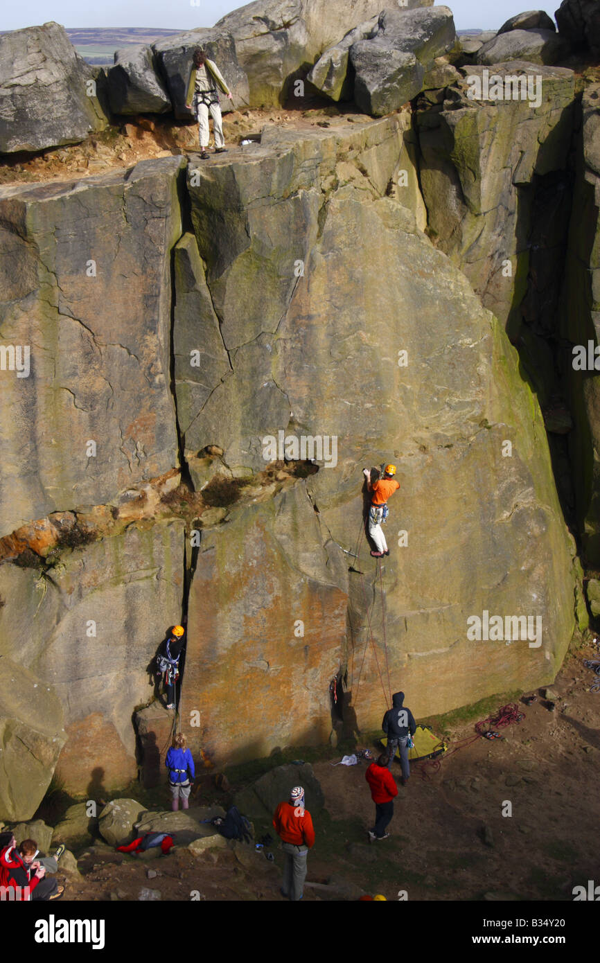 Climbers at Cow and calf rocks Ilkley Stock Photo - Alamy