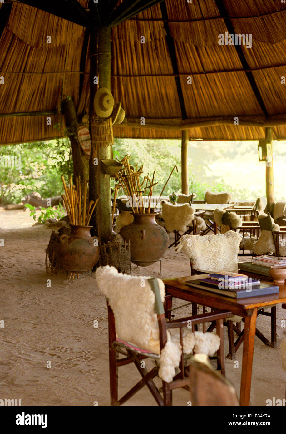 Kenya, Northern Kenya, Matthews Range. Kitich Camp - Mess tent Stock ...