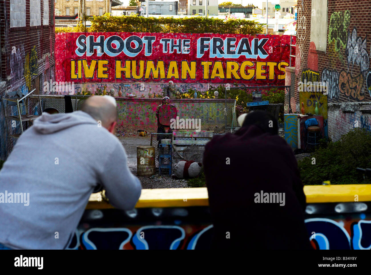Shoot the Freak in Coney Island Shooting paintball at human targets for ...