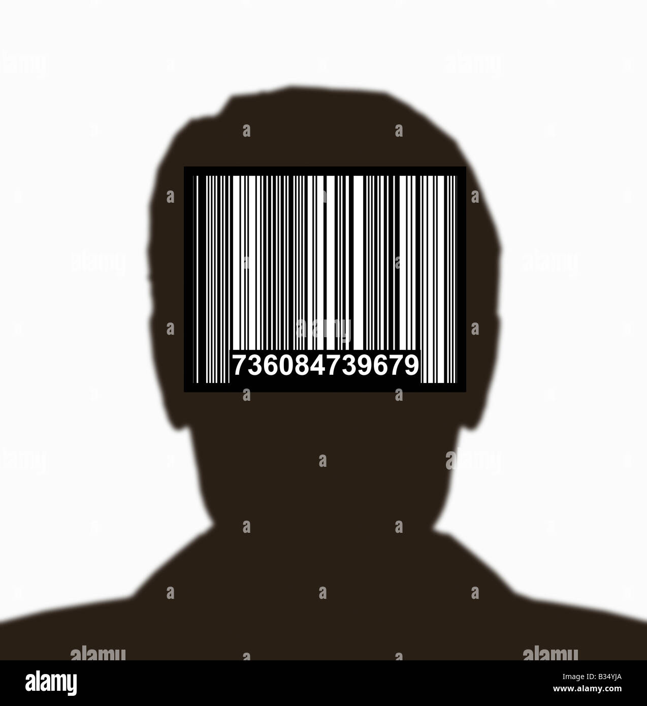 bar code composited on silhouette of male head Stock Photo - Alamy