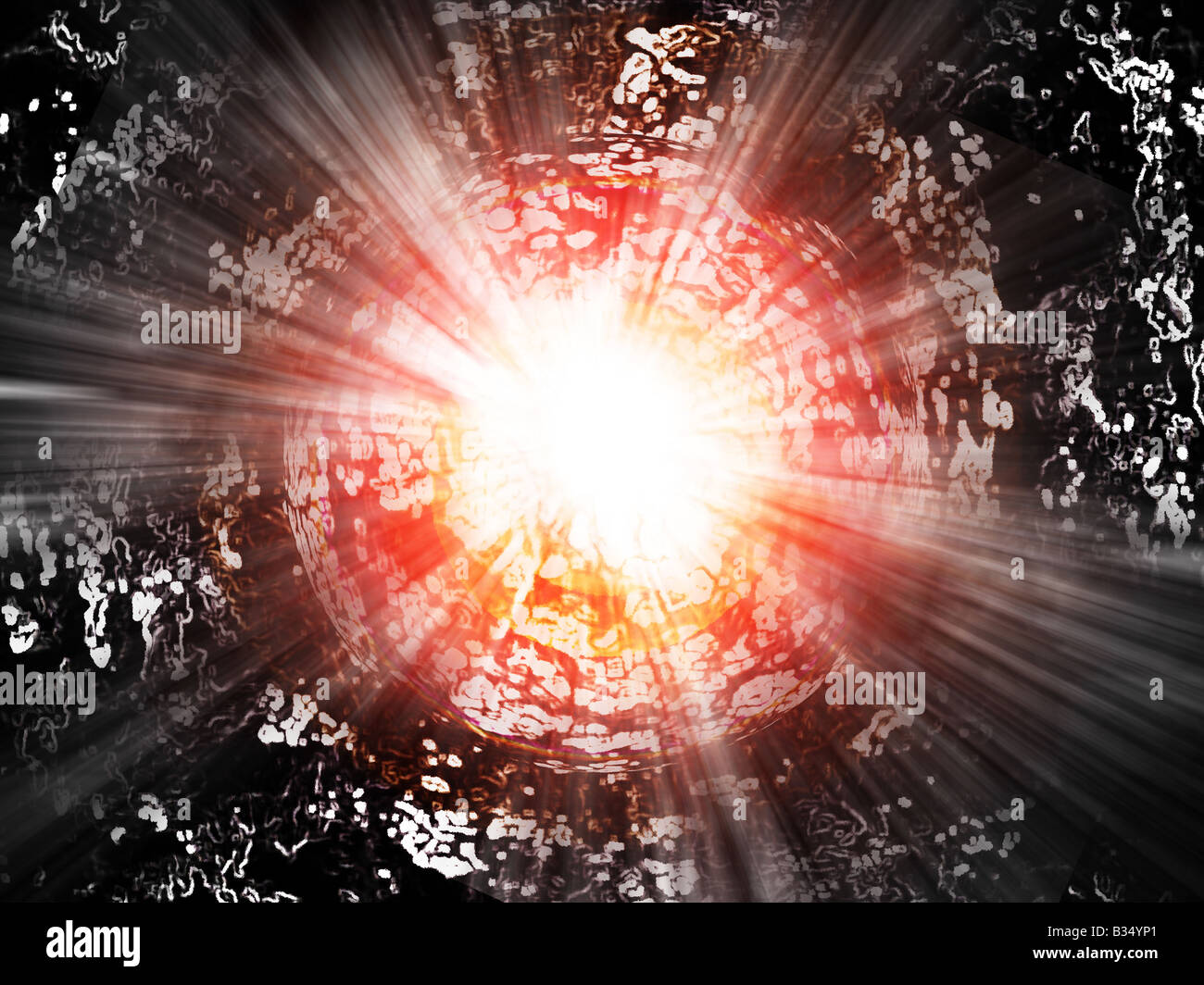 Explosion An abstract illustration of a fiery sphere with explosion and ...