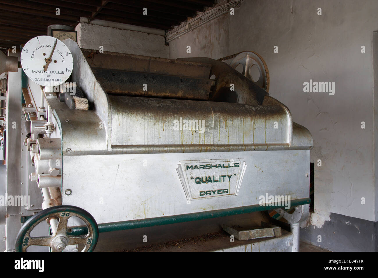 Tea leaf drying machine in Gorreana tea factory on Sao Miguel island in ...