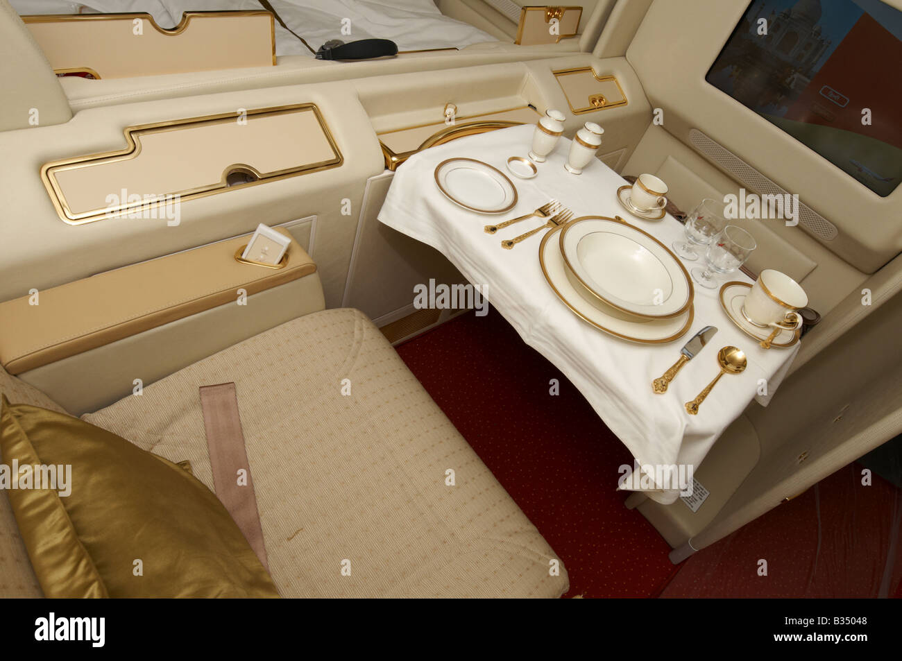 First Class Air India Boeing 777-300ER Farnborough Air Show 2008 Stock ...