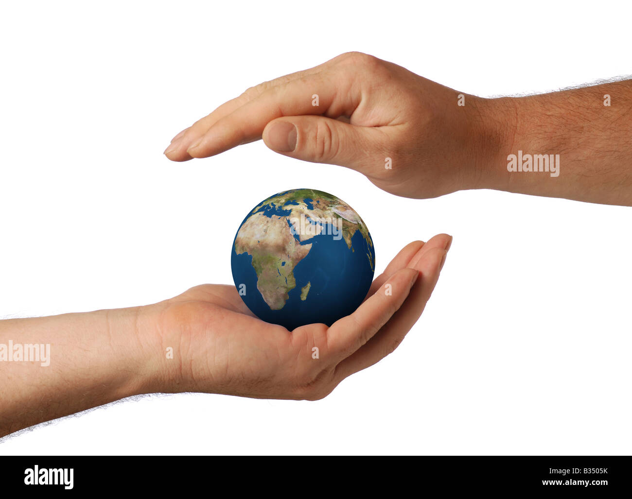 Planet the earth in human hands Concept about preservation of the ...