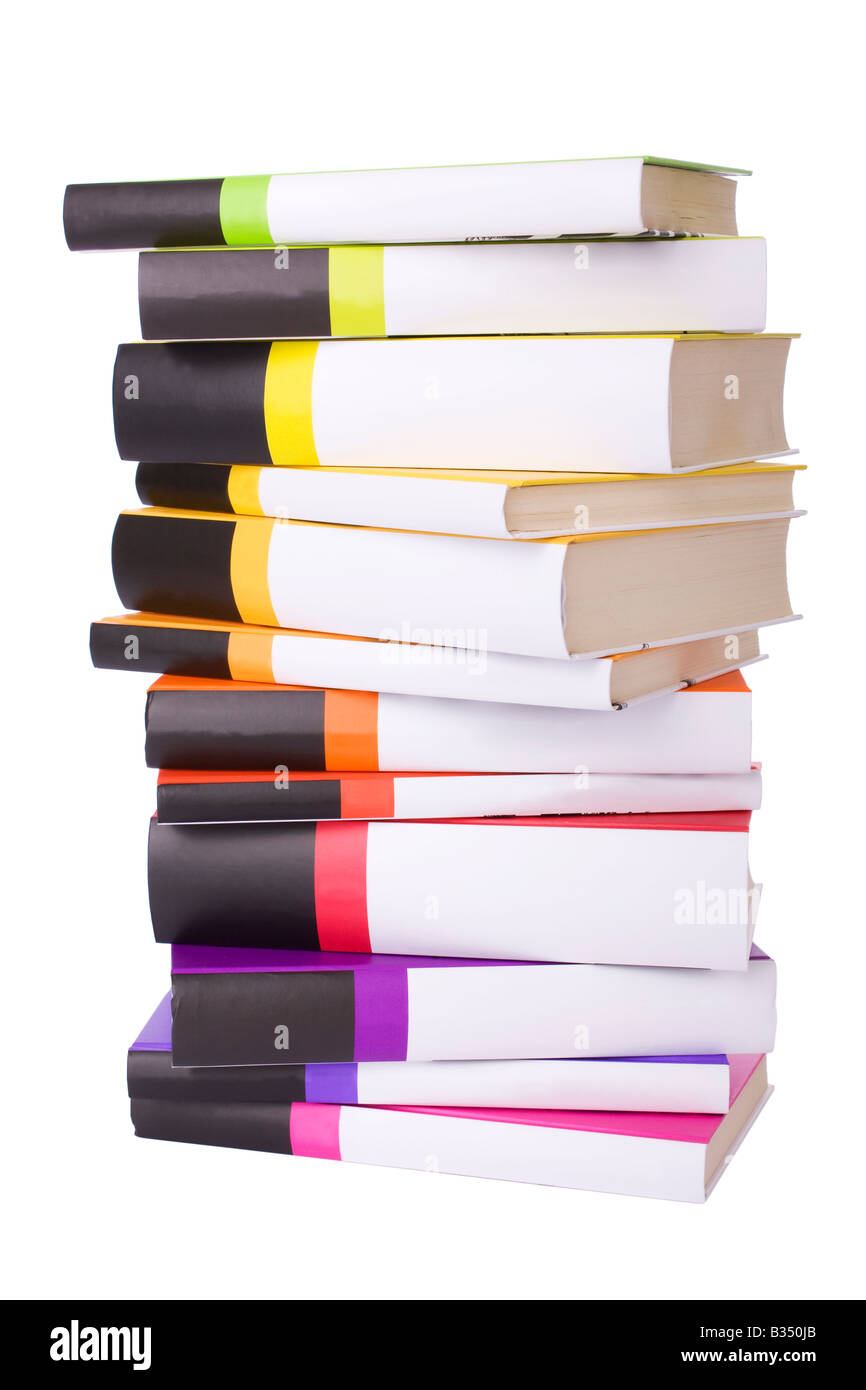 Pile of colorful books isolated on white Stock Photo - Alamy