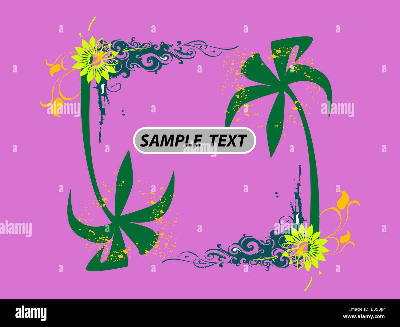 floral design with grunge and sample text Stock Photo - Alamy