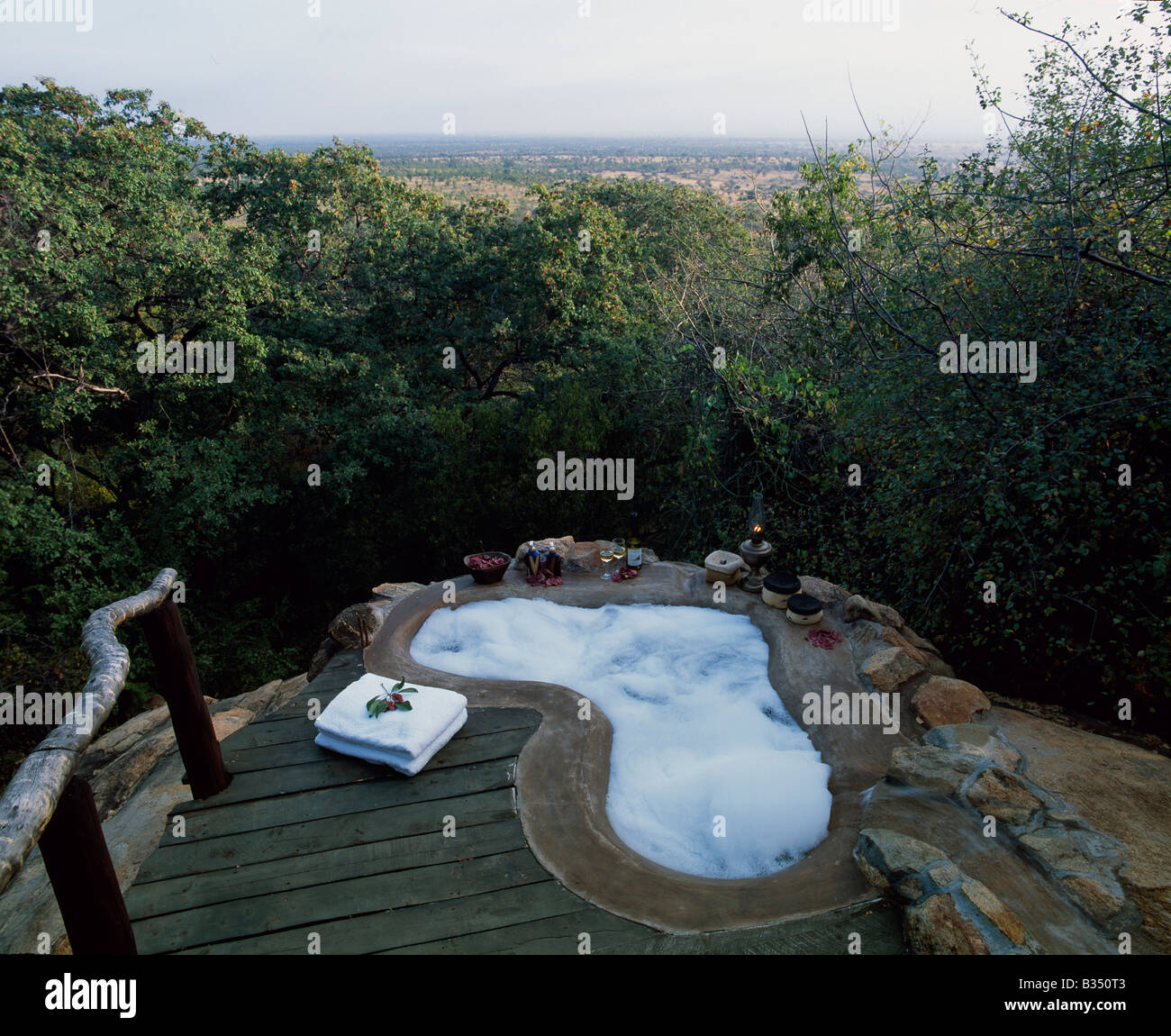Kenya, Meru National Park. Outside bath, Chalet No2 at Elsa's Kopje ...