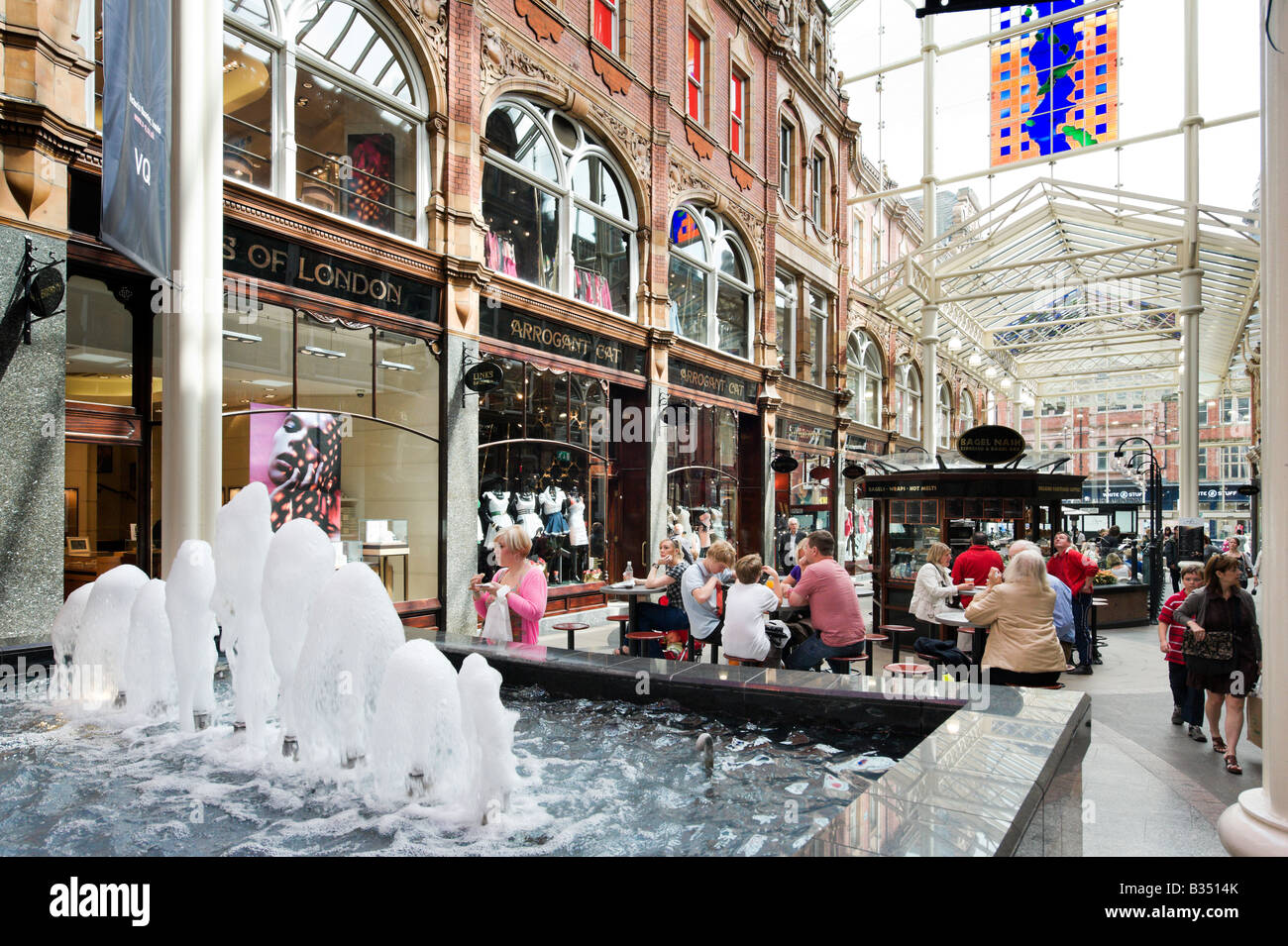 Cafe in the Victoria Quarter shopping arcade, Briggate, Leeds, West ...