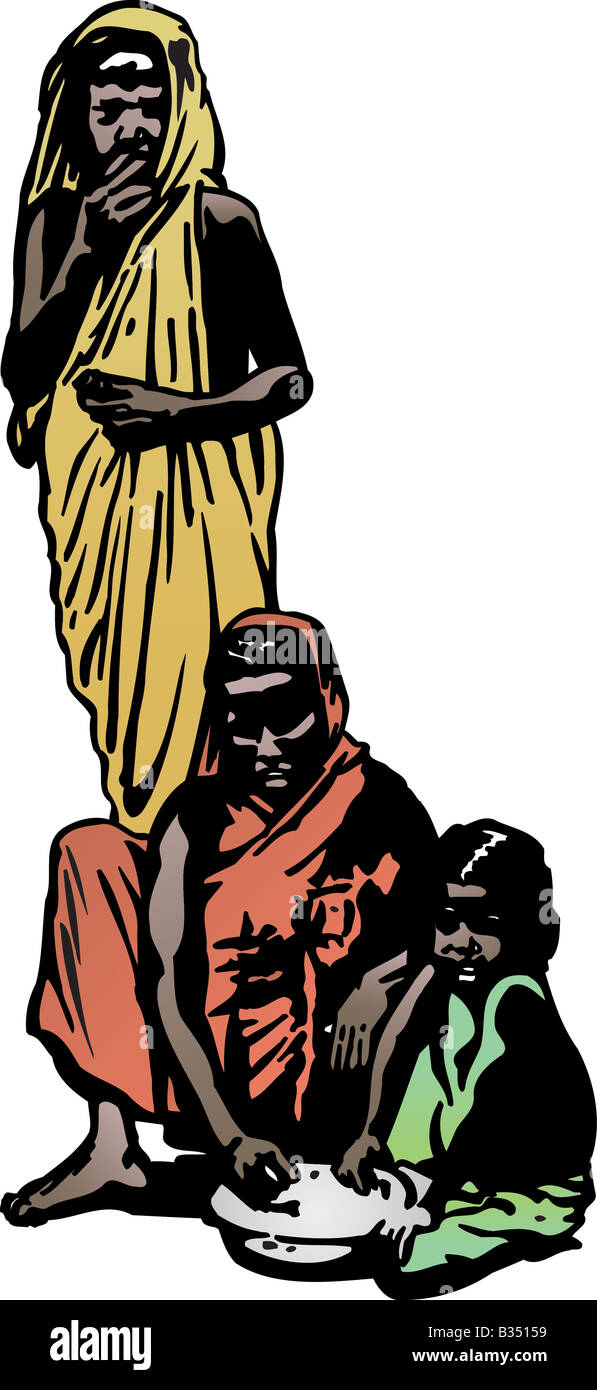 Illustration of an African family Stock Photo - Alamy