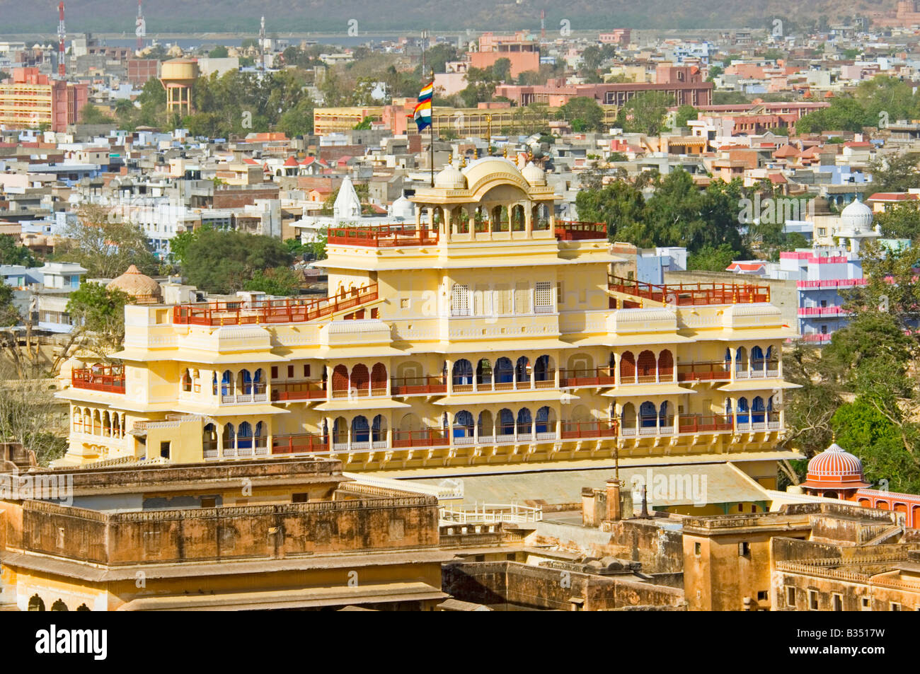 An aerial view of the Chandra Mahal or Moon Palace (home to the ...