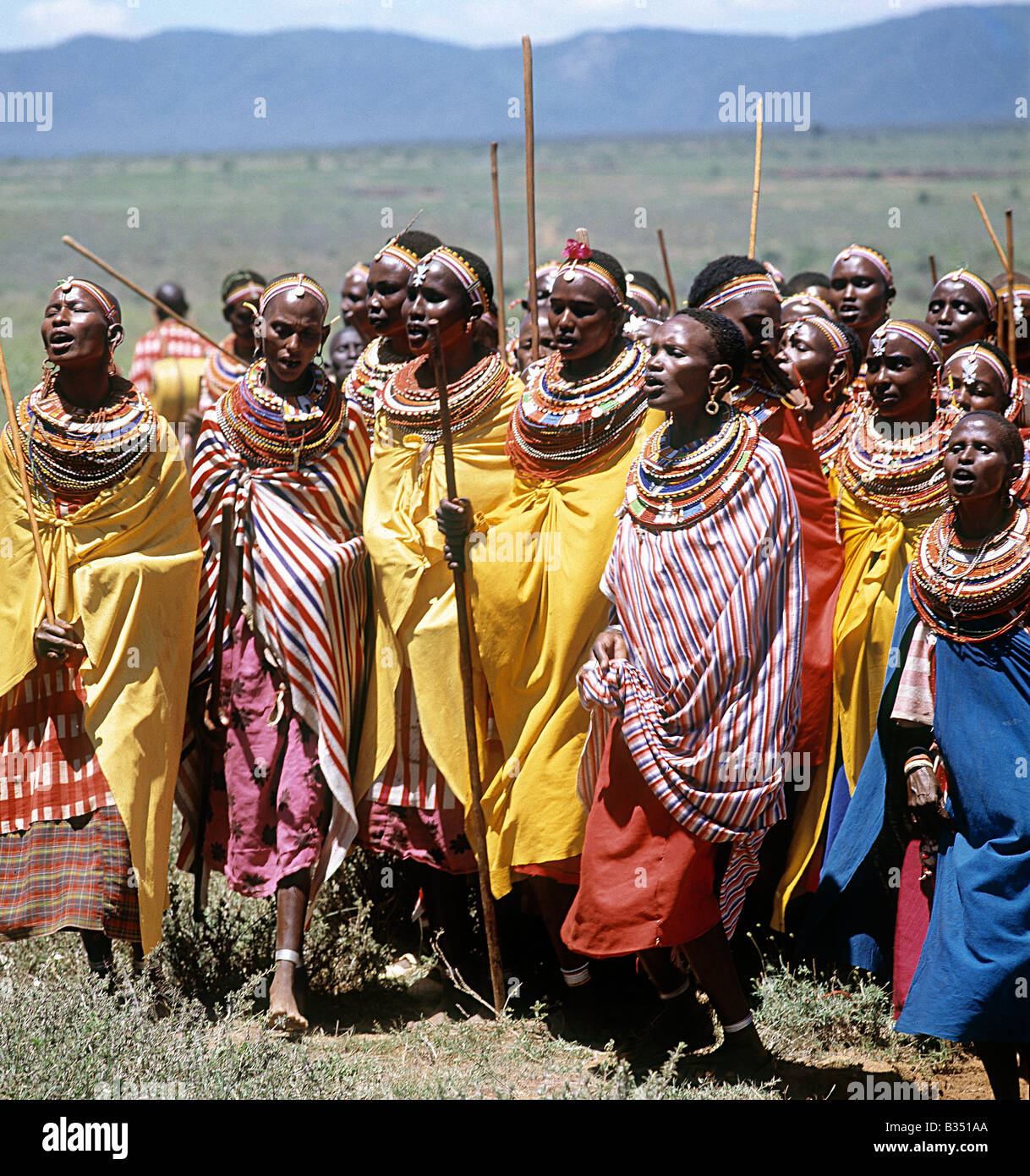 Kenya, Maralal, Lodokejek. During Samburu wedding celebrations, married ...