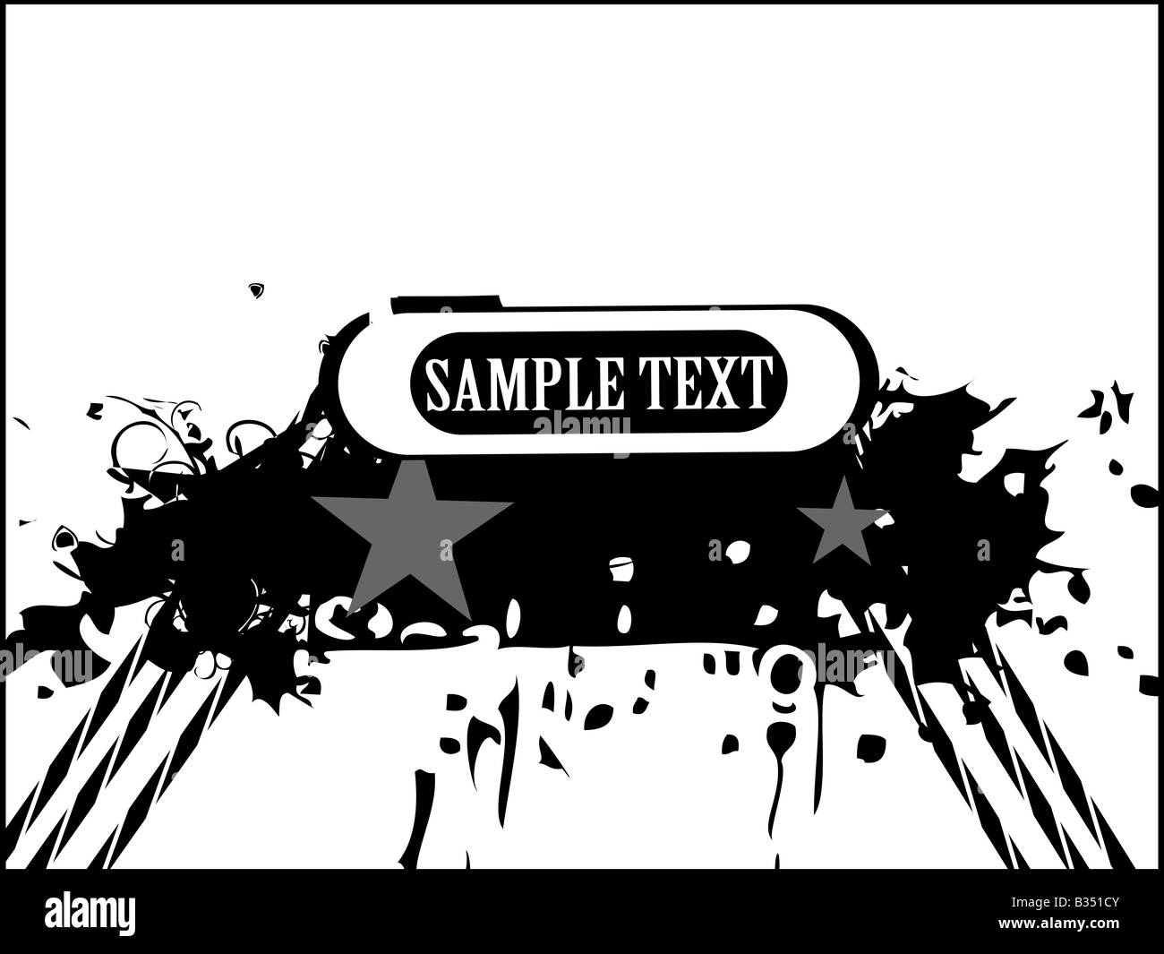 grungy design with stars and text box Stock Photo - Alamy