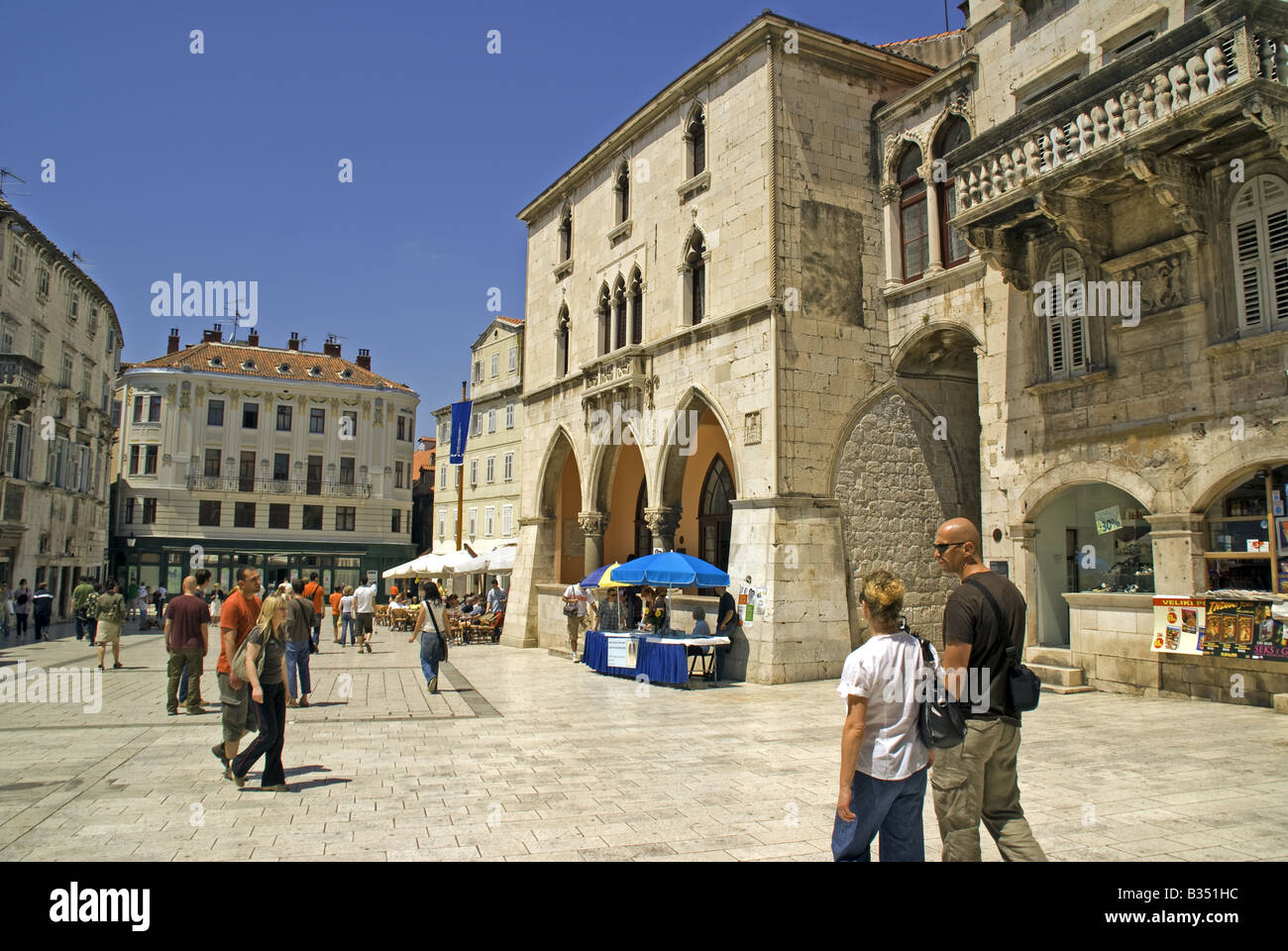Split, plaza in old city Stock Photo - Alamy