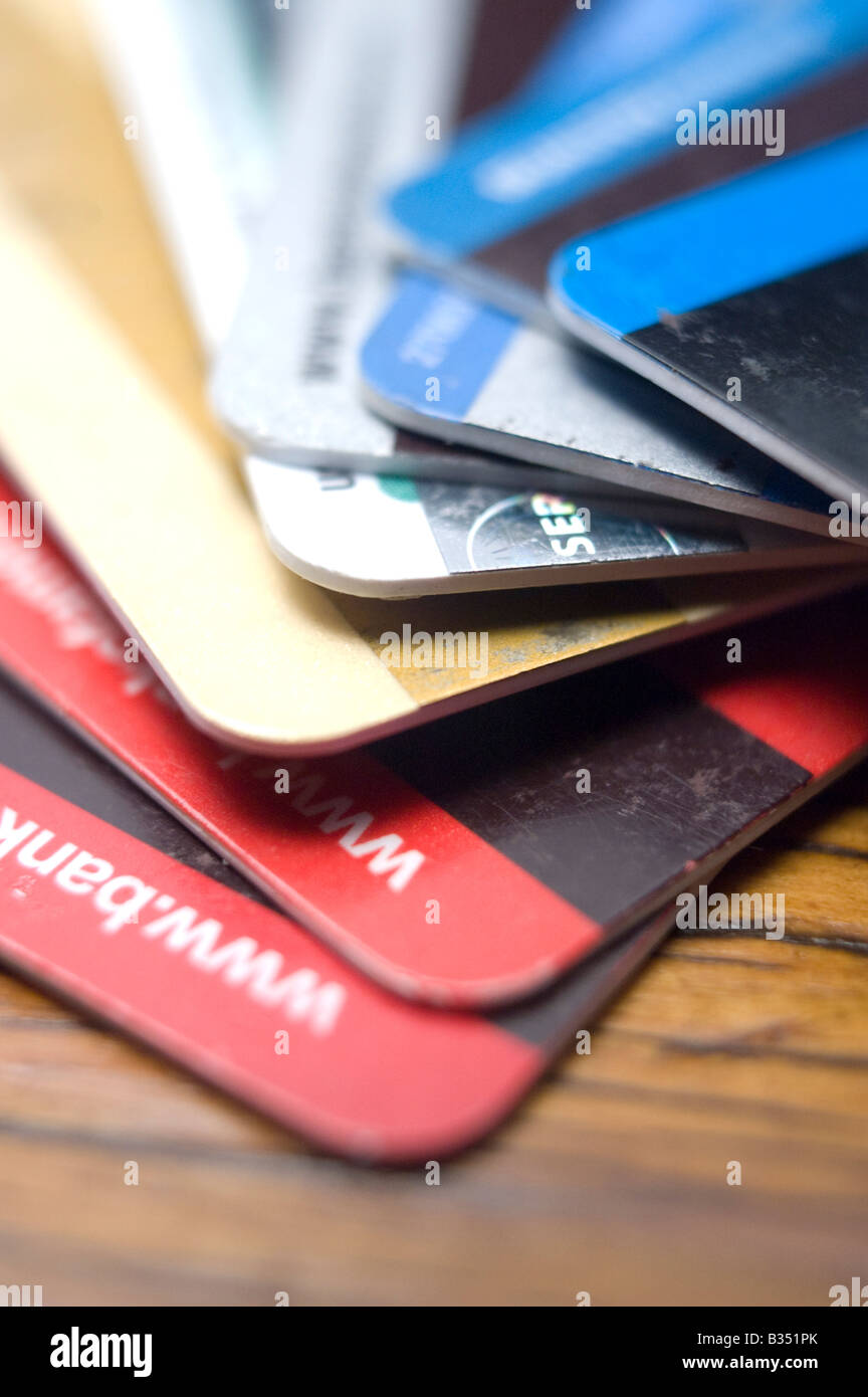 vertical stack of credit cards Stock Photo - Alamy