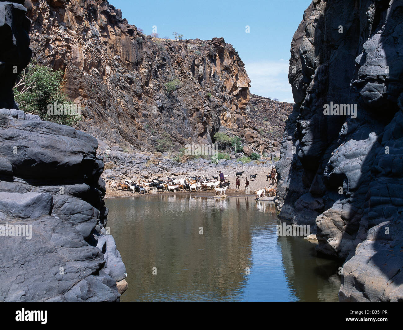 Kenya, Turkana, Sirima. The natural rock pools along the Sirima lugga ...