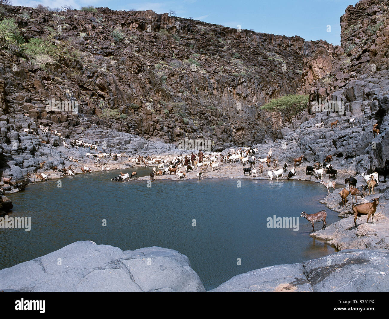 Kenya, Turkana, Sirima. The natural rock pools along the Sirima lugga ...