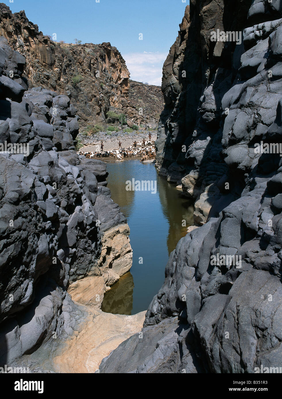 Kenya, Turkana, Sirima. The natural rock pools along the Sirima lugga ...