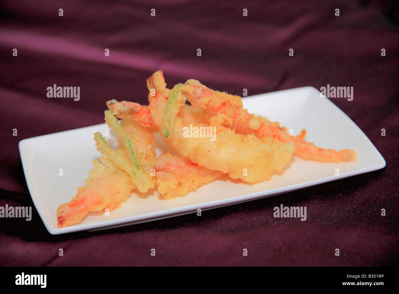 Dish of Thai Food Deep Fried King Prawns starter meal in a restaurant ...