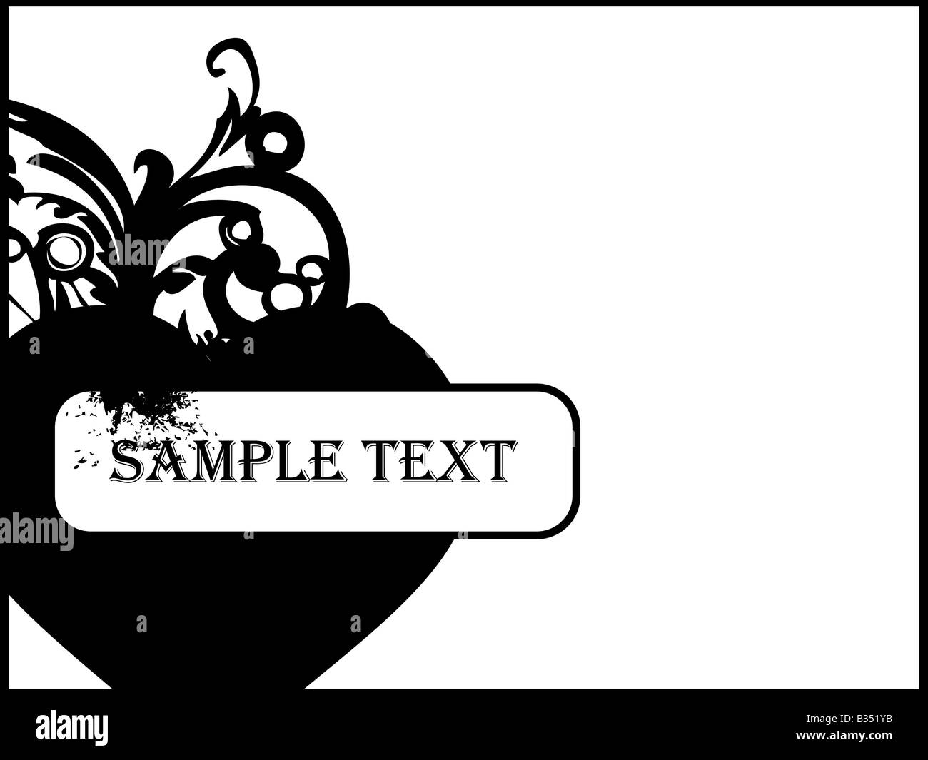 floral heart and text template on isolated background Stock Photo - Alamy