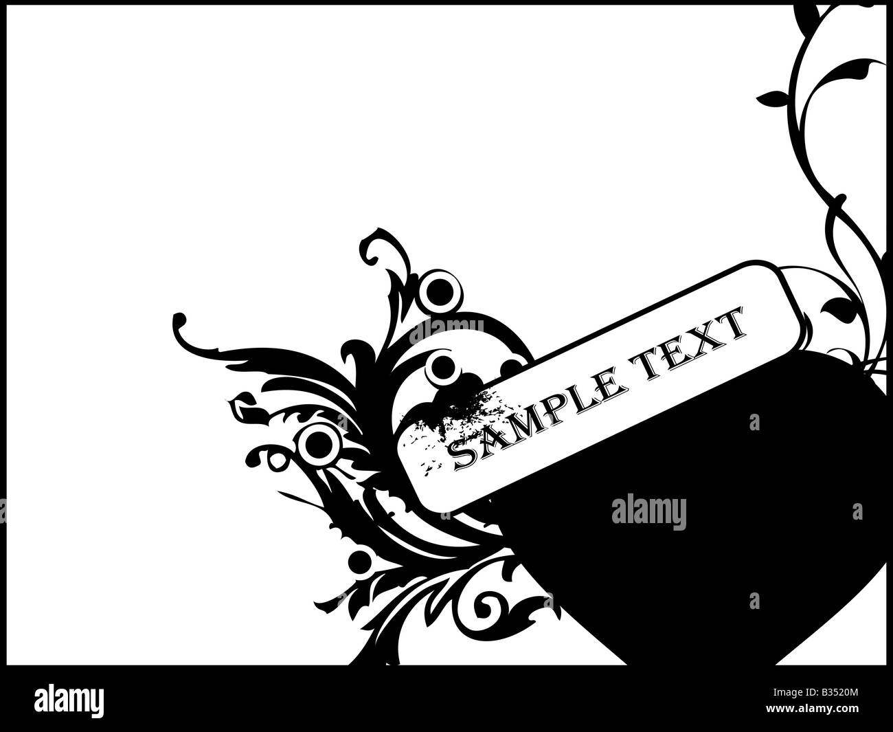 text template with heart and swirls Stock Photo - Alamy