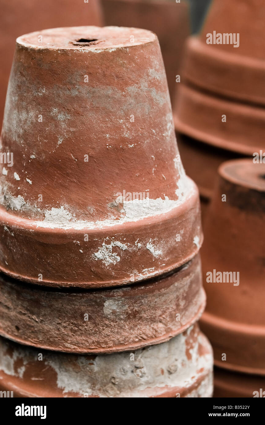 A Stack of Old Terracotta Flowerpots Stock Photo - Alamy