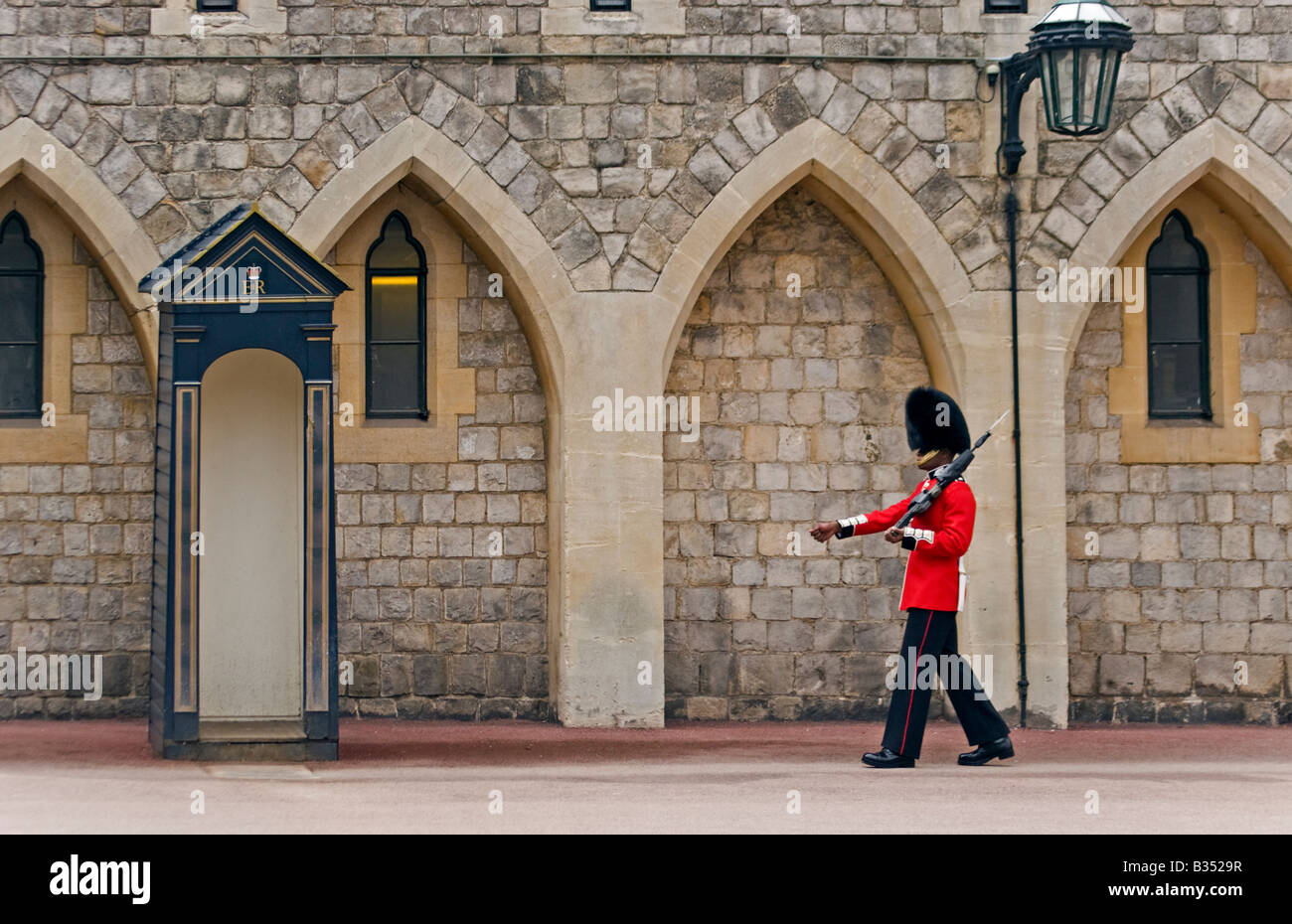 Queen's Guard Marching outside the Guard Room at Windsor Castle ...