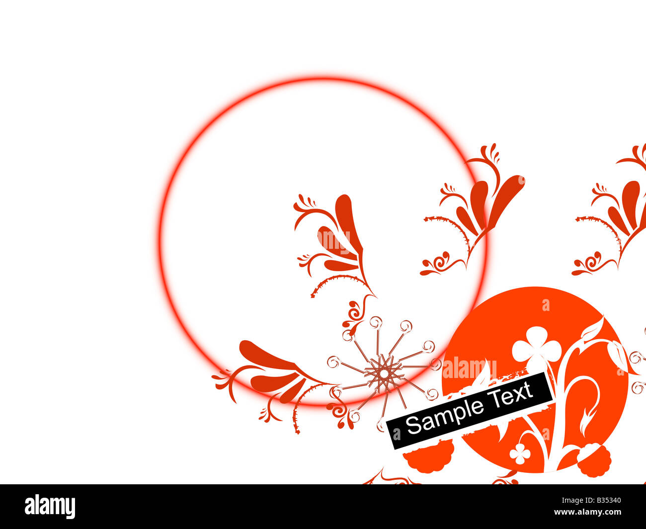 floral in circle with text box on circular isolated background Stock ...