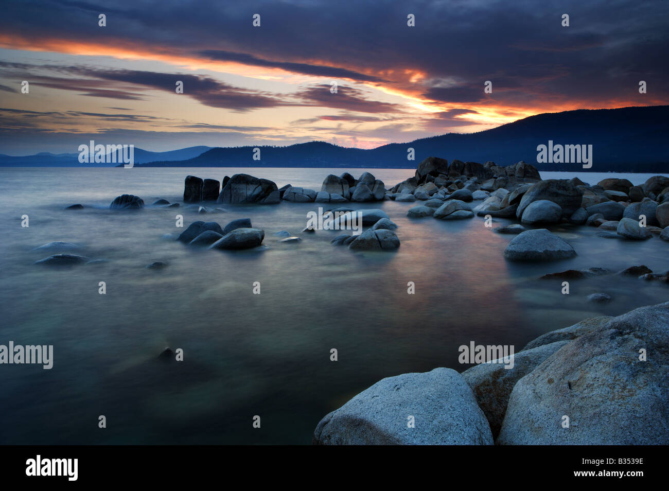 Twilight at Hidden Beach at Lake Tahoe Nevada State Park, Nevada Stock ...