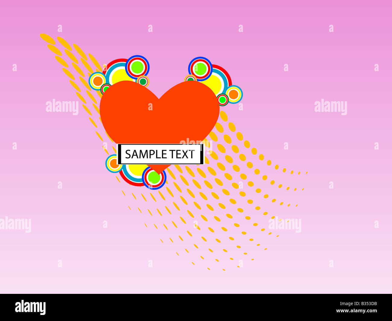 heart with sample text and circles on gradient background Stock Photo ...