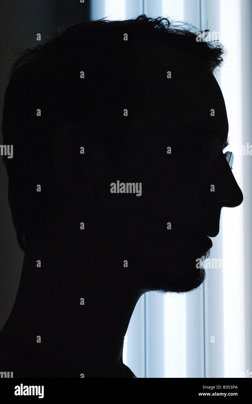 Profile of Young Man, side view, against the light Stock Photo - Alamy