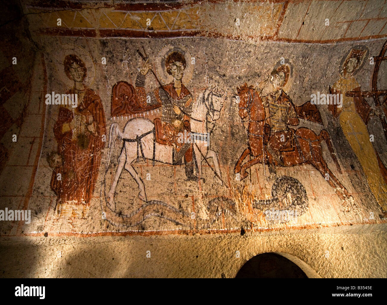 Fresco of the Serpent in St George church Cappadocia Turkey Stock Photo ...