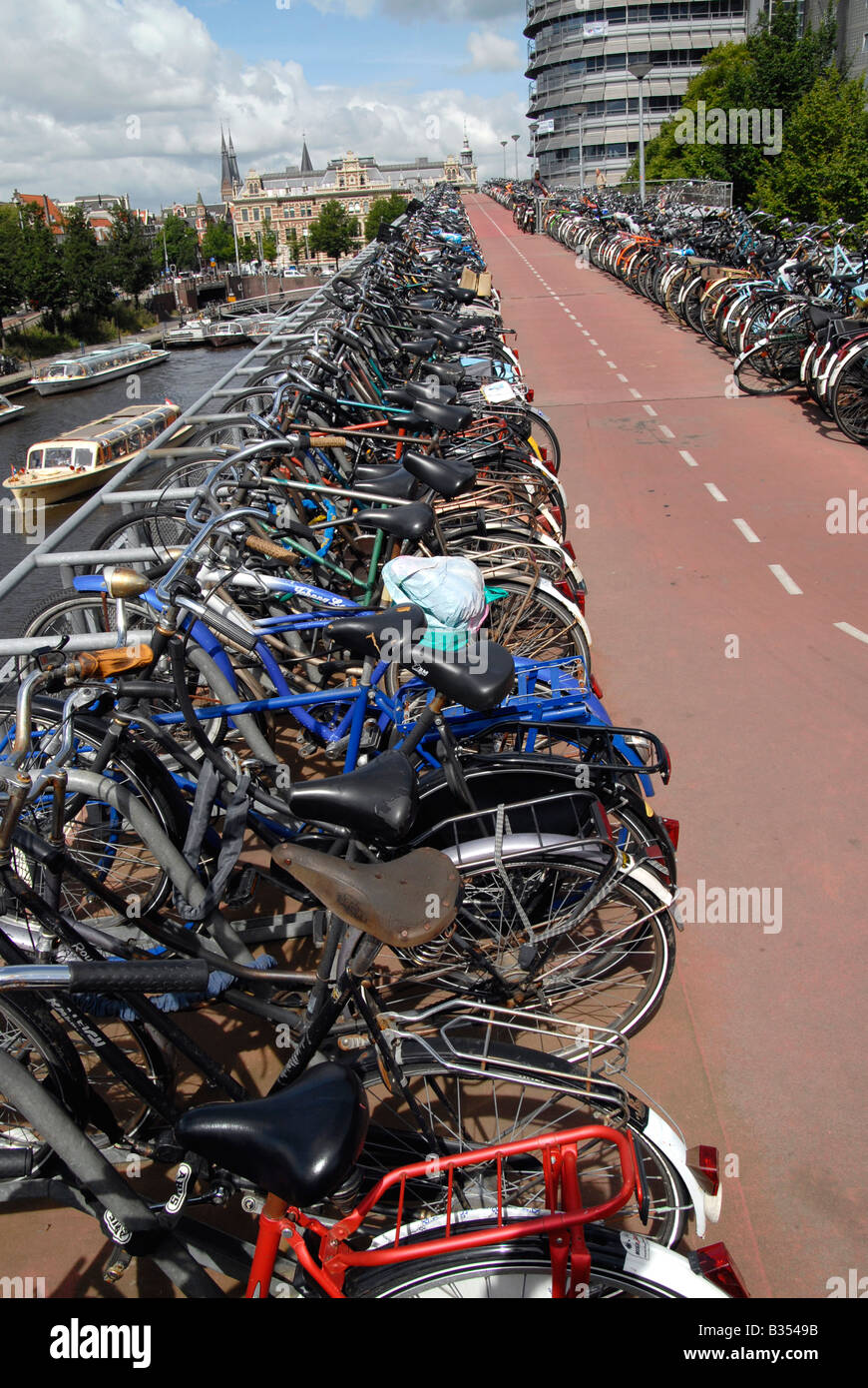 Mass bicycle storage for commuters at Amsterdam Central Station Holland ...
