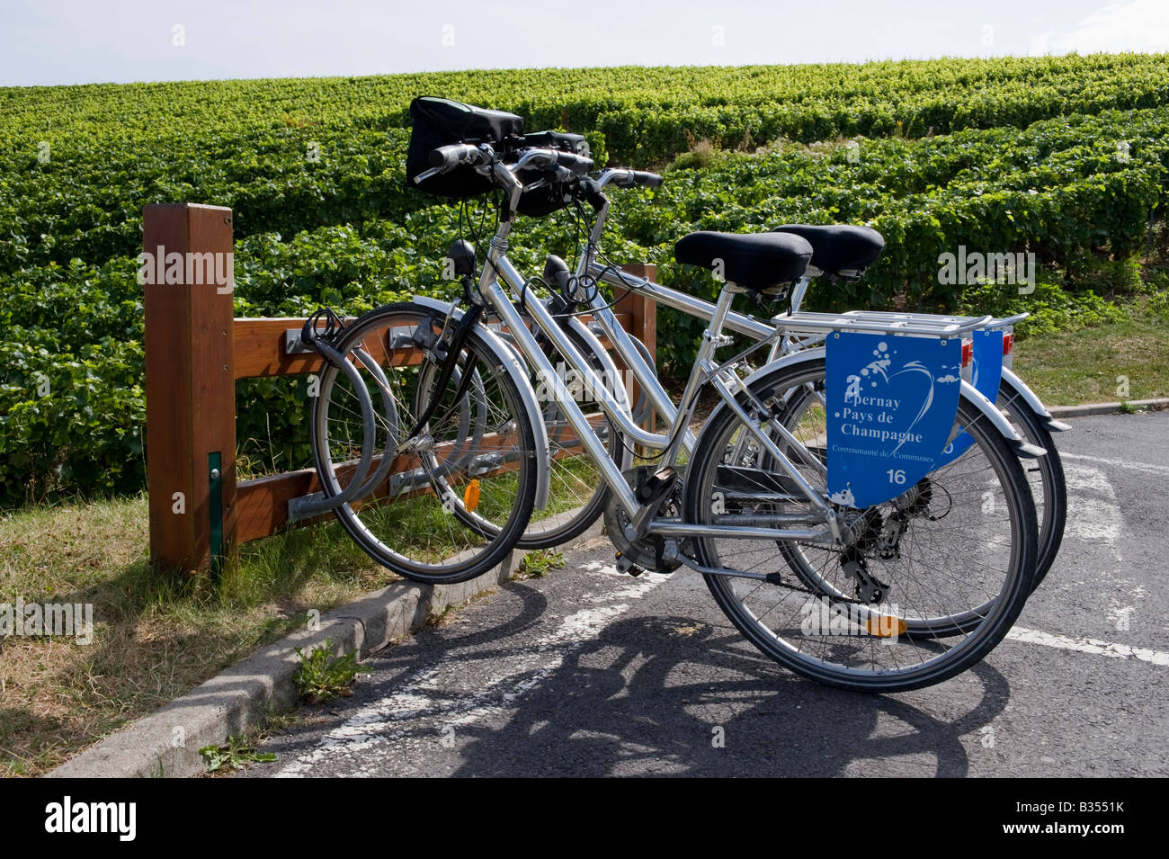 touring champagne by bicycle bike rack verzenay france Stock Photo - Alamy