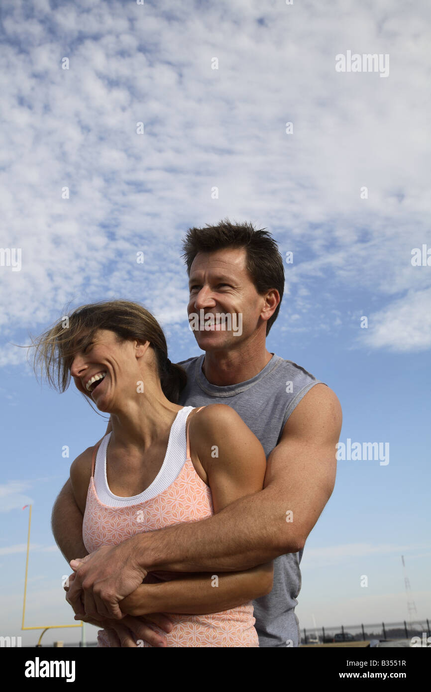 two athletes embracing Stock Photo - Alamy