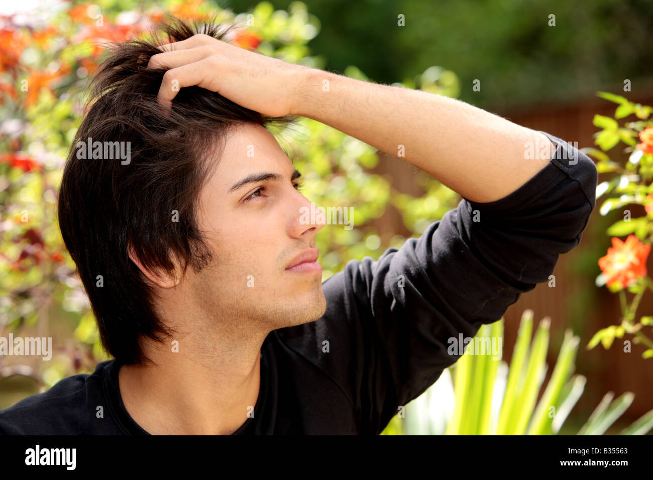 Young Man Thinking Model Released Stock Photo - Alamy