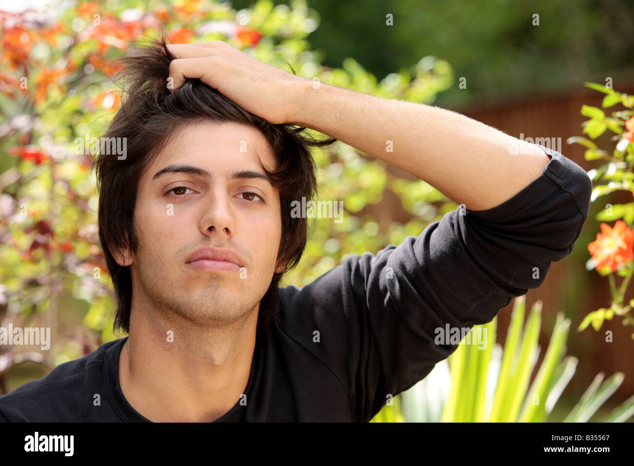 Young Man Thinking Model Released Stock Photo - Alamy