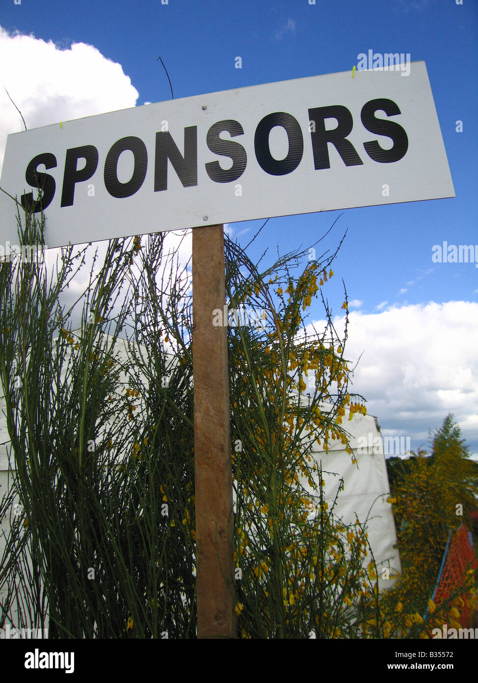 Sponsor sign at outdoor event Stock Photo - Alamy