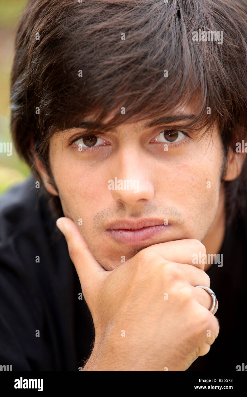 Young Man Thinking Model Released Stock Photo - Alamy