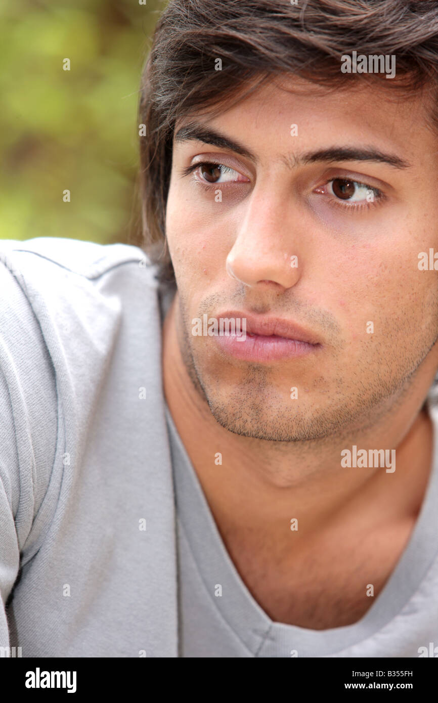 Young Man Thinking Model Released Stock Photo - Alamy