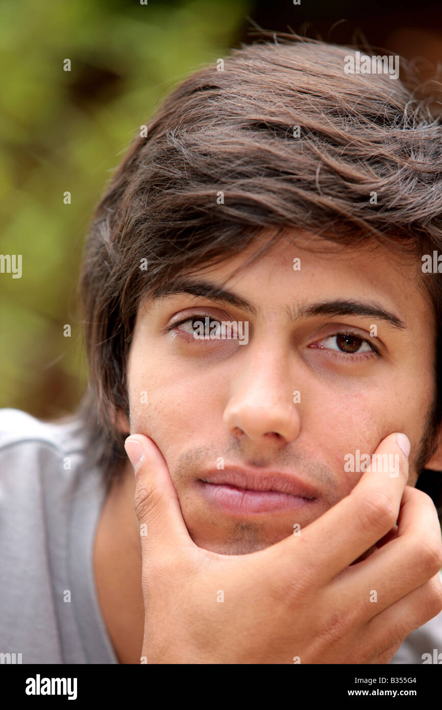 Young Man Thinking Model Released Stock Photo - Alamy