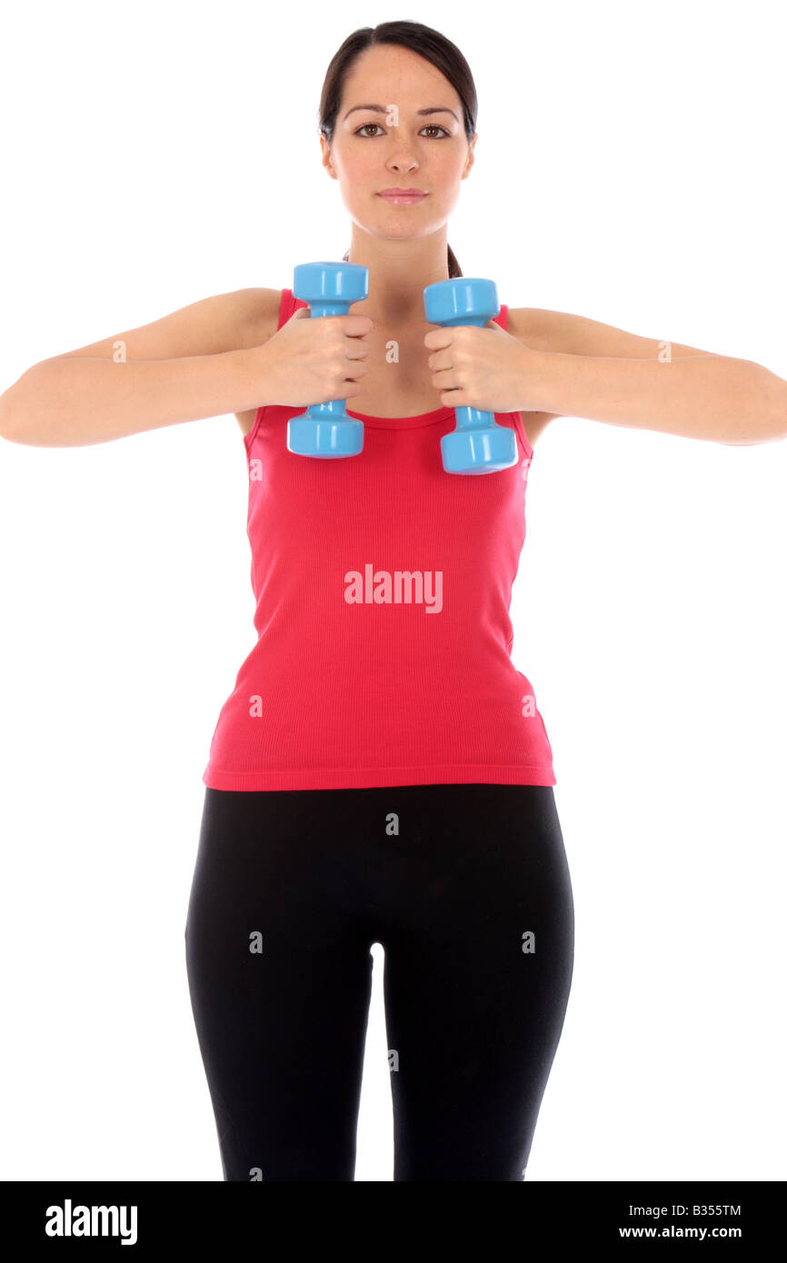 Young Woman Lifting Weights Model Released Stock Photo - Alamy