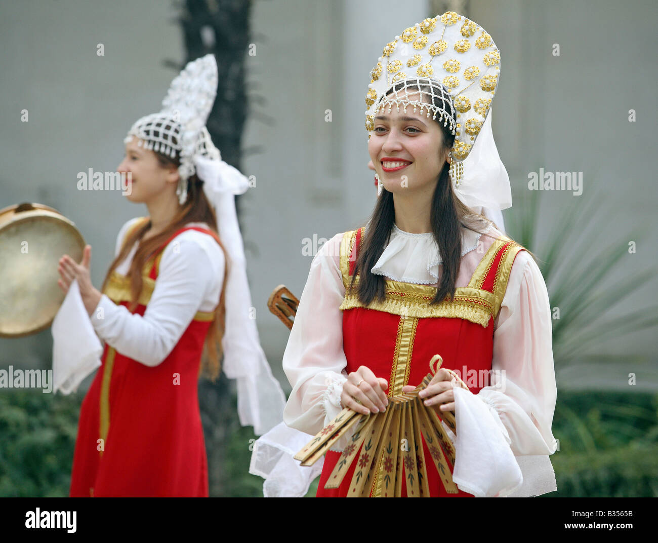 Women in national costumes making music, Yalta, Ukraine Stock Photo - Alamy