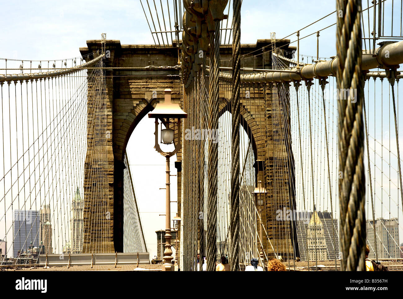 The wire ropes on Brooklyn Bridge New York City USA Stock Photo - Alamy