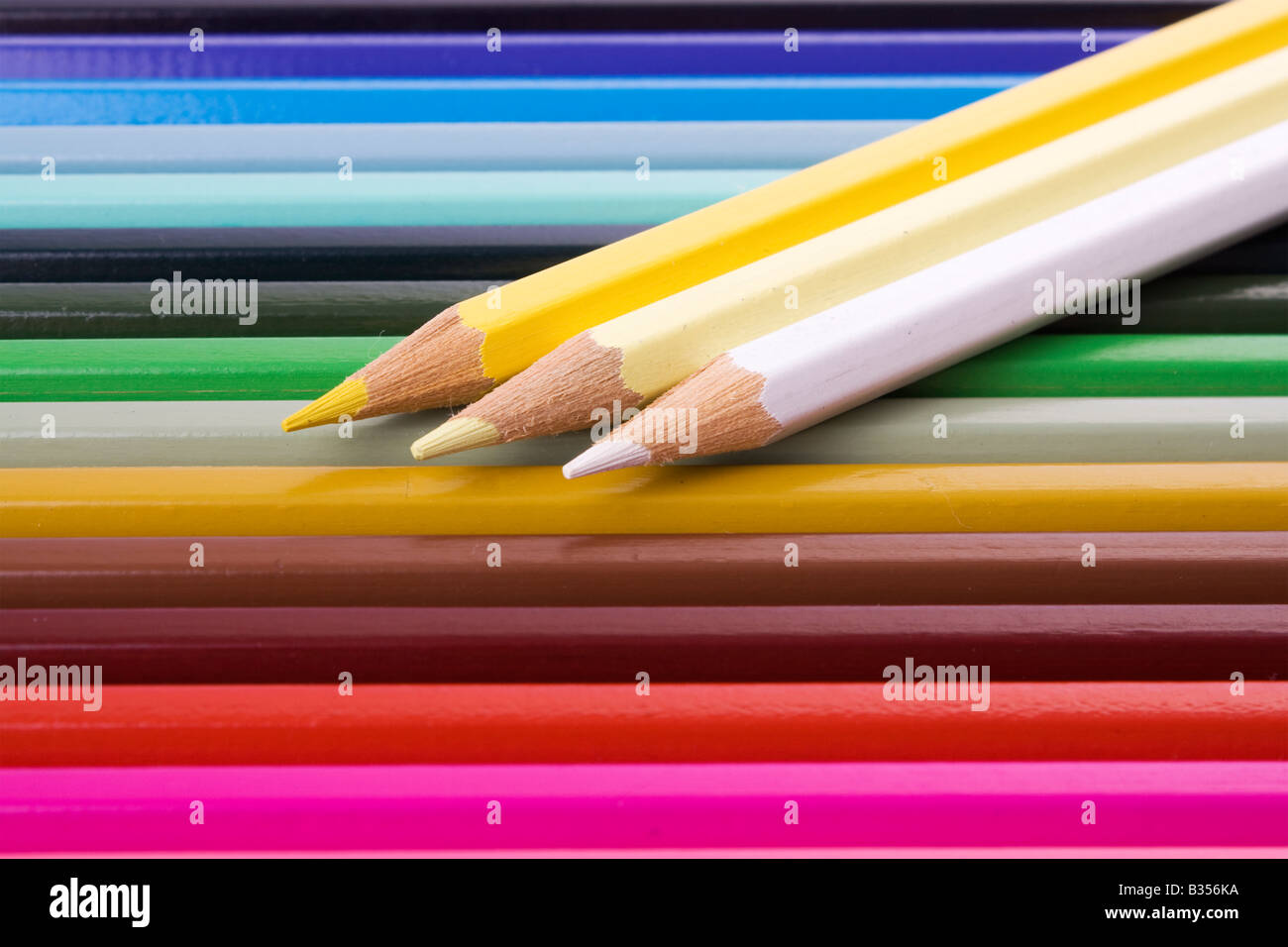 Color pencils collection with colors mixed Stock Photo - Alamy