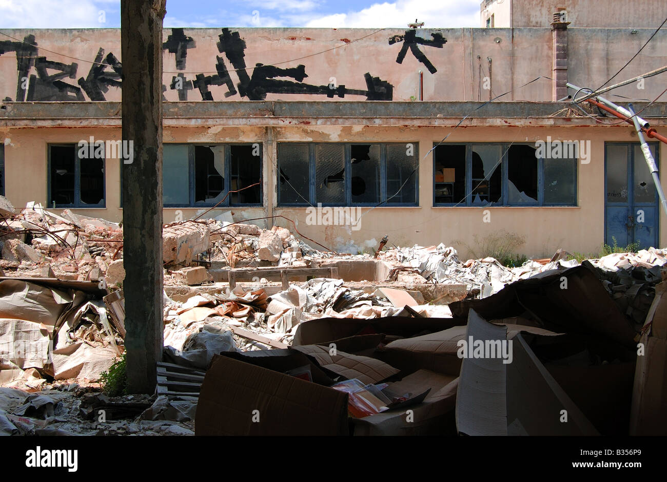 Old recording studio and vinyl record pressing factory plant. Abandoned ...