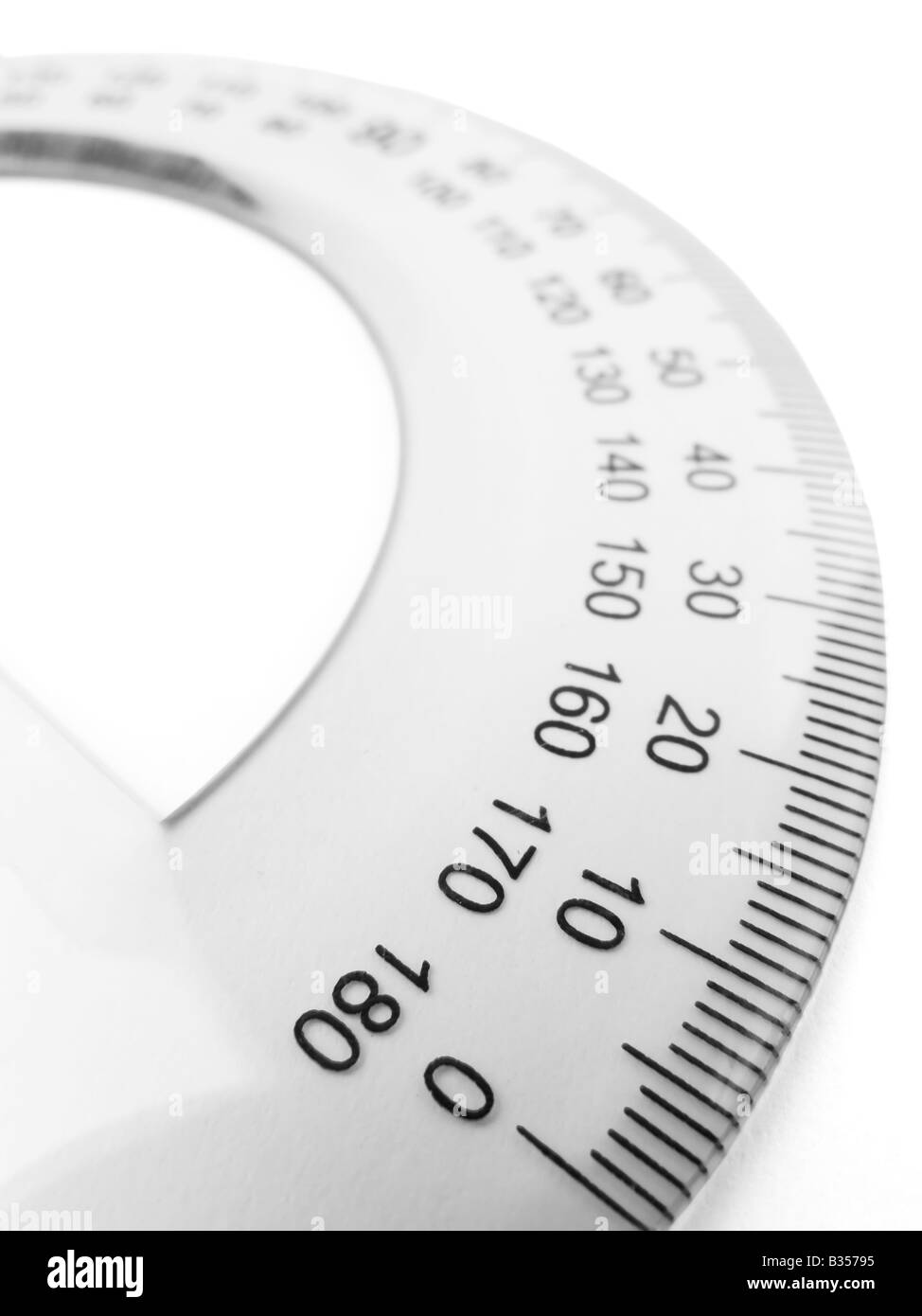 Transparent protractor isolated on a white background Stock Photo - Alamy
