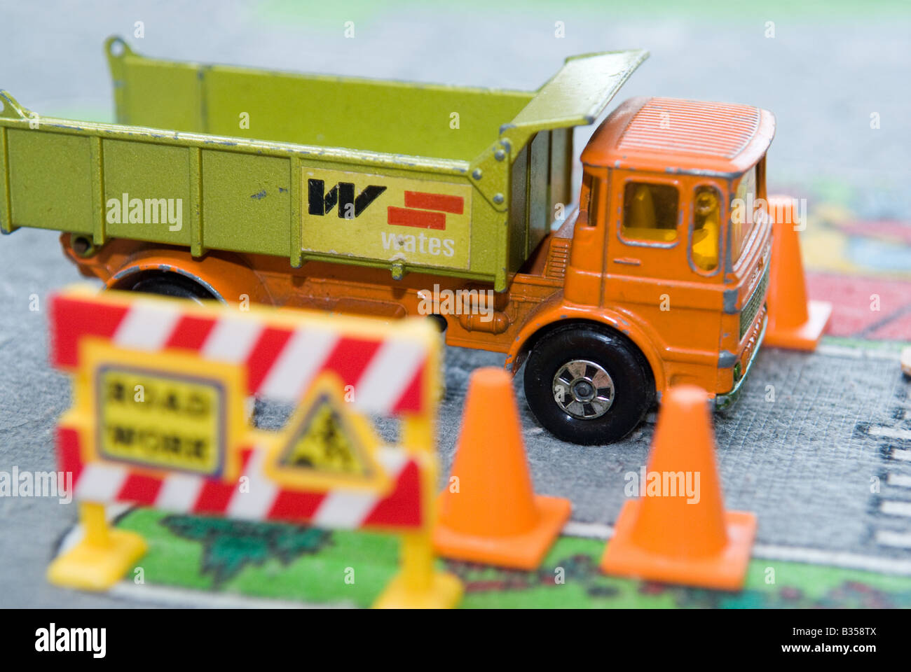 toy truck at roadworks still. life Stock Photo - Alamy