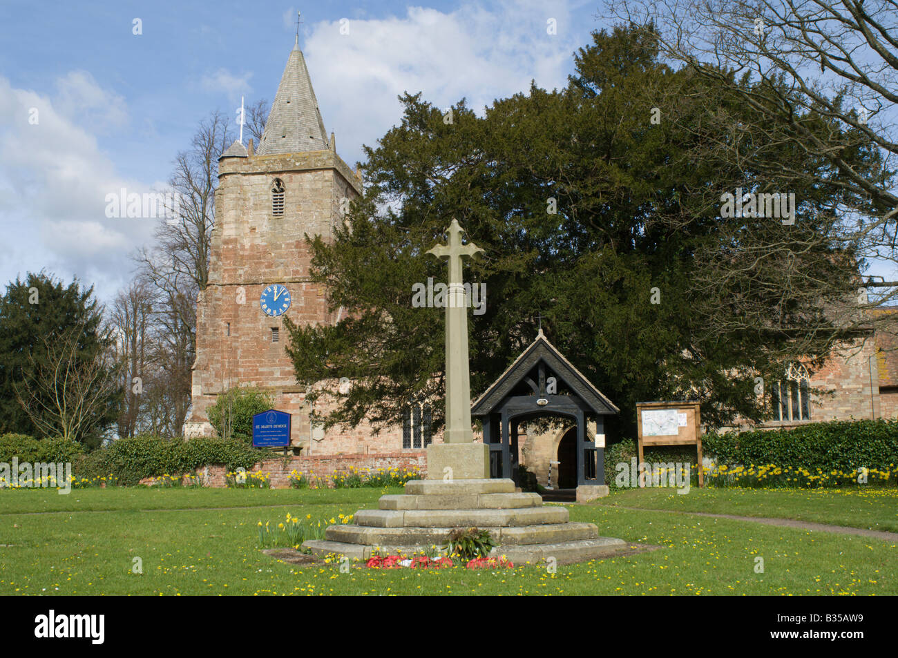 St Mary's church and war memorial at Dymock Stock Photo - Alamy