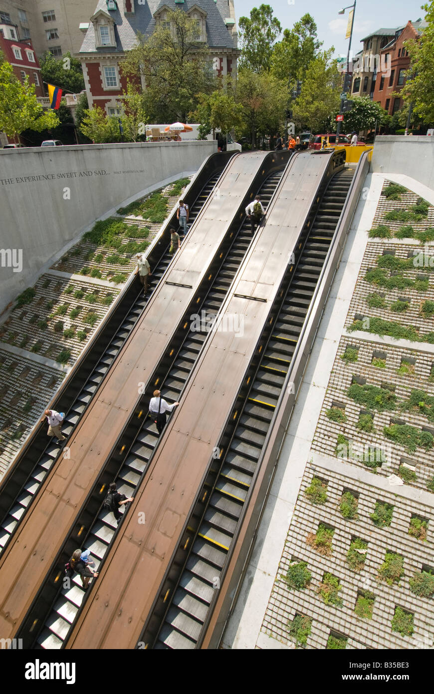 Escalators at the Metro at Dupont Circle public underground ...